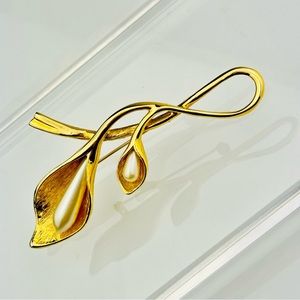 Jewelry | Vintage Piscitelli Large 375 Figural Calla Lily Glass Pearl ...